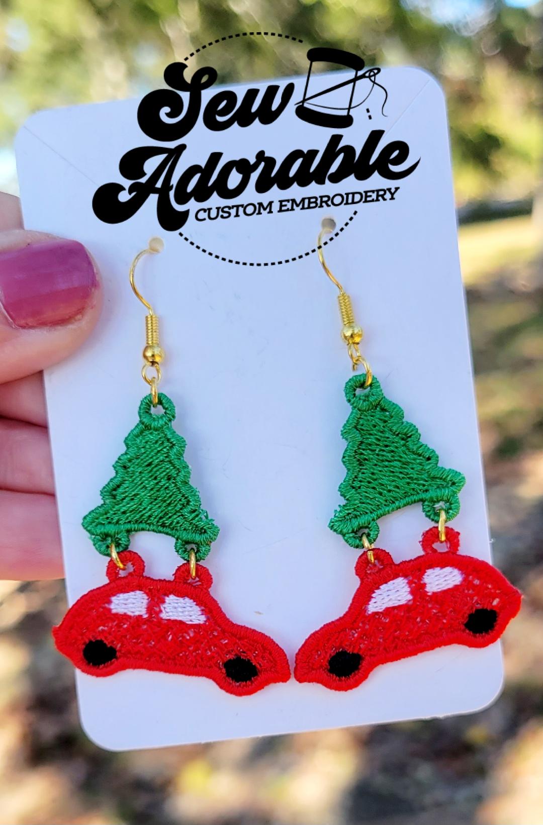 FSL Christmas Car Earrings – Sew Adorable Embroidery